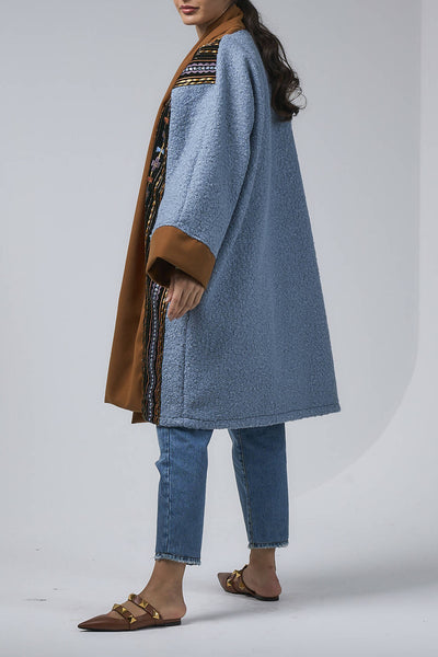 Blue Embroidered Bisht – My Dikaan